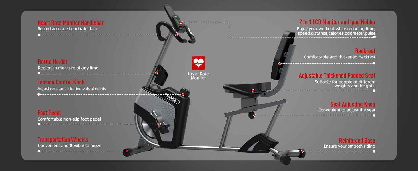 HARISON HR-B50Tech Home Recumbent Exercise Bike | Harison Fitness best ...